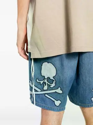 MASTERMIND WORLD Skull-patched Drawstring Denim Shorts