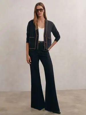 REISS Louisa Wool-cashmere Tipped Cardigan