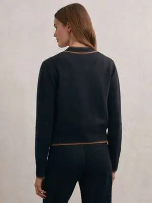 REISS Louisa Wool-cashmere Tipped Cardigan