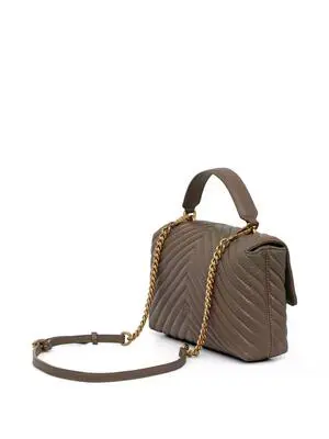 Pinko Medium Chevron Logo-buckle Crossbody Bag - Brown