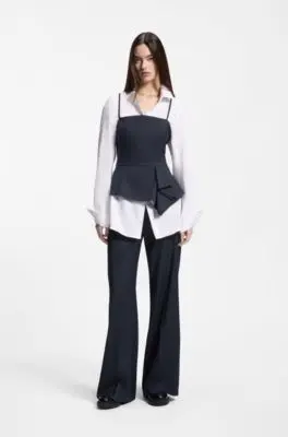 Hugo Pinstripe Peplum Hem Top