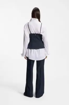 Hugo Pinstripe Peplum Hem Top