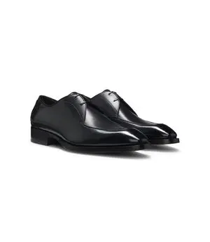 BOSS Brushed-leather Derby Shoes With Apron Toe