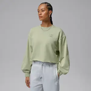 JORDAN Flight Fleece Mod-crop Crew-neck Sweatshirt - Green