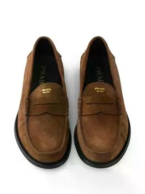 Prada Aged-effect Suede Loafers