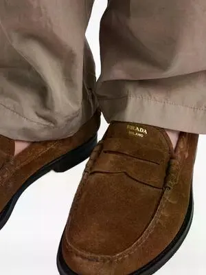 Prada Aged-effect Suede Loafers