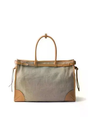 Prada Bonnie Linen And Leather Tote Bag