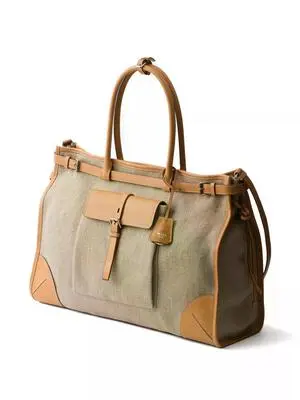 Prada Bonnie Linen And Leather Tote Bag