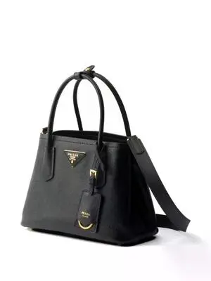 Prada Double Small Saffiano Leather Bag - Black