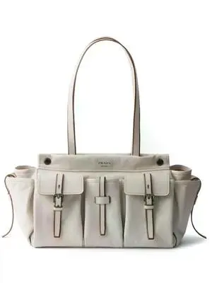 Prada Route Large Leather Tote Bag - Neutrals