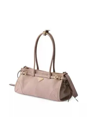Prada Bonnie Medium Nubuck Leather Handbag - Neutrals