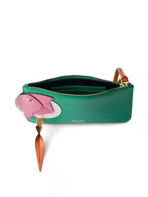 Prada Leather Zipper Pouch With Wristlet