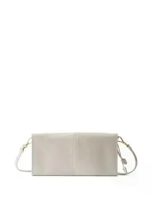 Prada Leather Wallet With Shoulder Strap - Neutrals