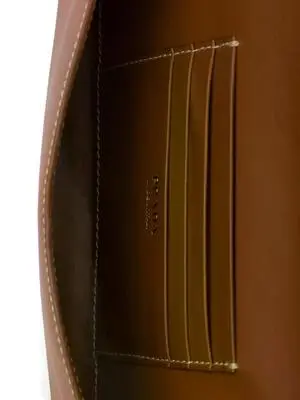 Prada Leather Wallet With Shoulder Strap - Brown