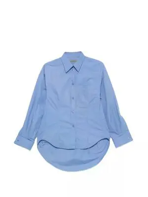 Balenciaga Logo Embroidered Curved Hem Shirt