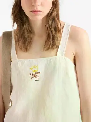 Prada Embroidered Slubbed Fabric Mini-dress