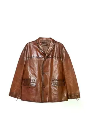 Prada Braided-trim Leather Jacket