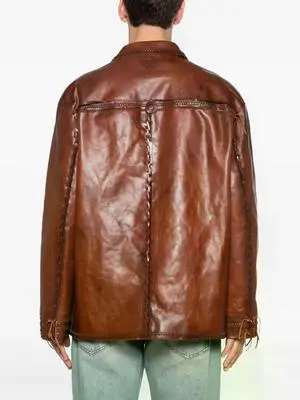 Prada Braided-trim Leather Jacket