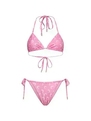 MARINE SERRE Moon Print Triangle Bikini - Pink