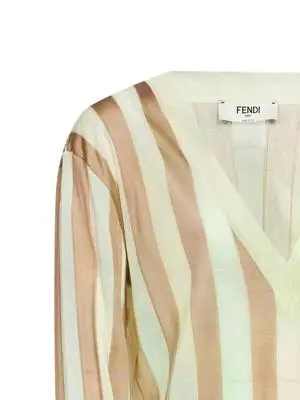 Fendi Striped V-neck Sweater