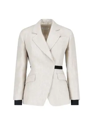 Max Mara Double-breasted Linen Drill Blazer - Cream