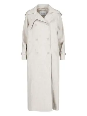 Max Mara Double-breasted Linen Trench Coat - Cream