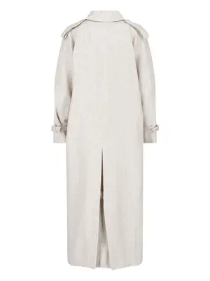 Max Mara Double-breasted Linen Trench Coat - Cream