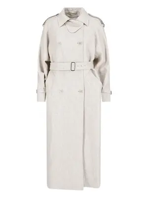 Max Mara Double-breasted Linen Trench Coat - Cream