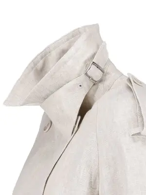 Max Mara Double-breasted Linen Trench Coat - Cream