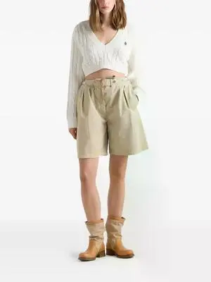 Prada V-neck Cable Knit Cropped Sweater