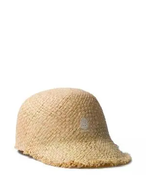 Prada Raffia Baseball Cap - Neutrals