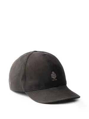 Prada Gabardine Baseball Cap With Embroidered Logo - Grey