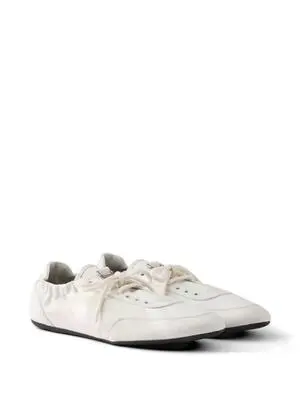 Prada Deconstructed Denim Lace-up Sneakers - Neutrals