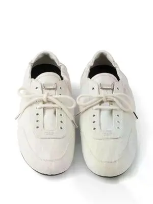 Prada Deconstructed Denim Lace-up Sneakers - Neutrals