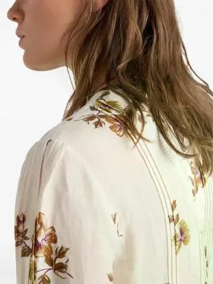 Prada Long Printed Linen Dress - Neutrals