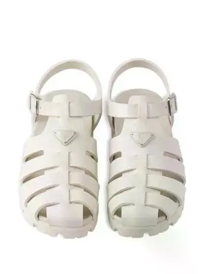 Prada Rubber Fisherman Sandals With Buckle Fastening - Neutrals