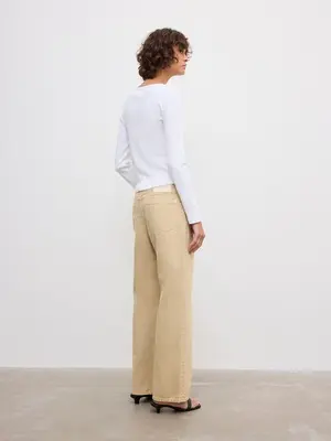 HOUSE OF DAGMAR Cropped Straight Leg Jeans - Beige
