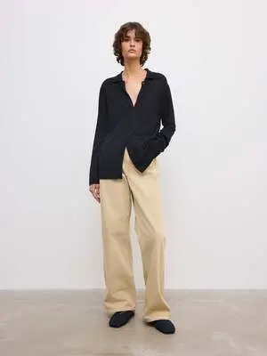HOUSE OF DAGMAR Merino Wool Collared Cardigan - Black