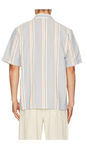 PEREGRINE Quay Cuban Collar Shirt In Baby Blue
