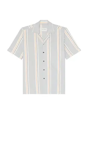 PEREGRINE Quay Cuban Collar Shirt In Baby Blue