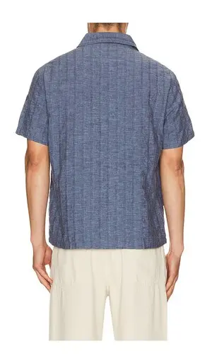 Onia Cotton Linen Pop Over Shirt In Navy