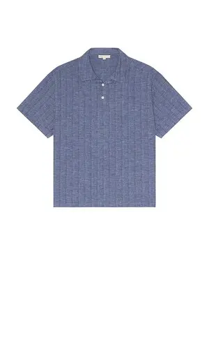 Onia Cotton Linen Pop Over Shirt In Navy