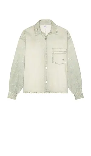 WON HUNDRED Maza Printed Denim Shirt In Blue