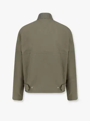 Bottega Veneta Cotton Jacket With Intrecciato Leather Detail - Green