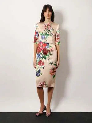 Dolce & Gabbana Satin Floral Printed Dress