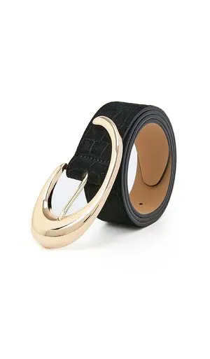 Ettika Croc-embossed Leather Belt - Black