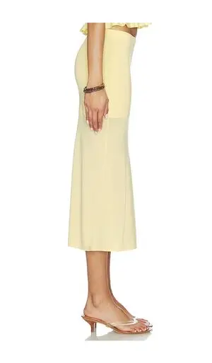 LOVERS AND FRIENDS Knit Midi Skirt - Light Yellow