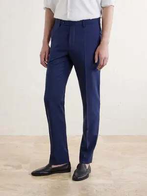 SLOWEAR Straight-leg Pleated Virgin Wool, Silk And Linen-blend Trousers