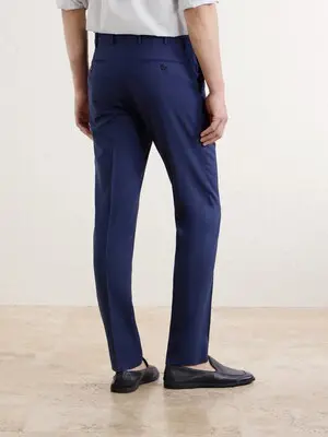 SLOWEAR Straight-leg Pleated Virgin Wool, Silk And Linen-blend Trousers