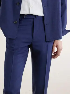 SLOWEAR Straight-leg Pleated Virgin Wool, Silk And Linen-blend Trousers